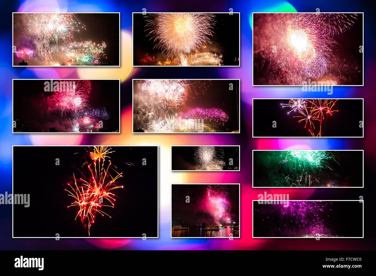 Fireworks pictures collage Stock Photo - Alamy
