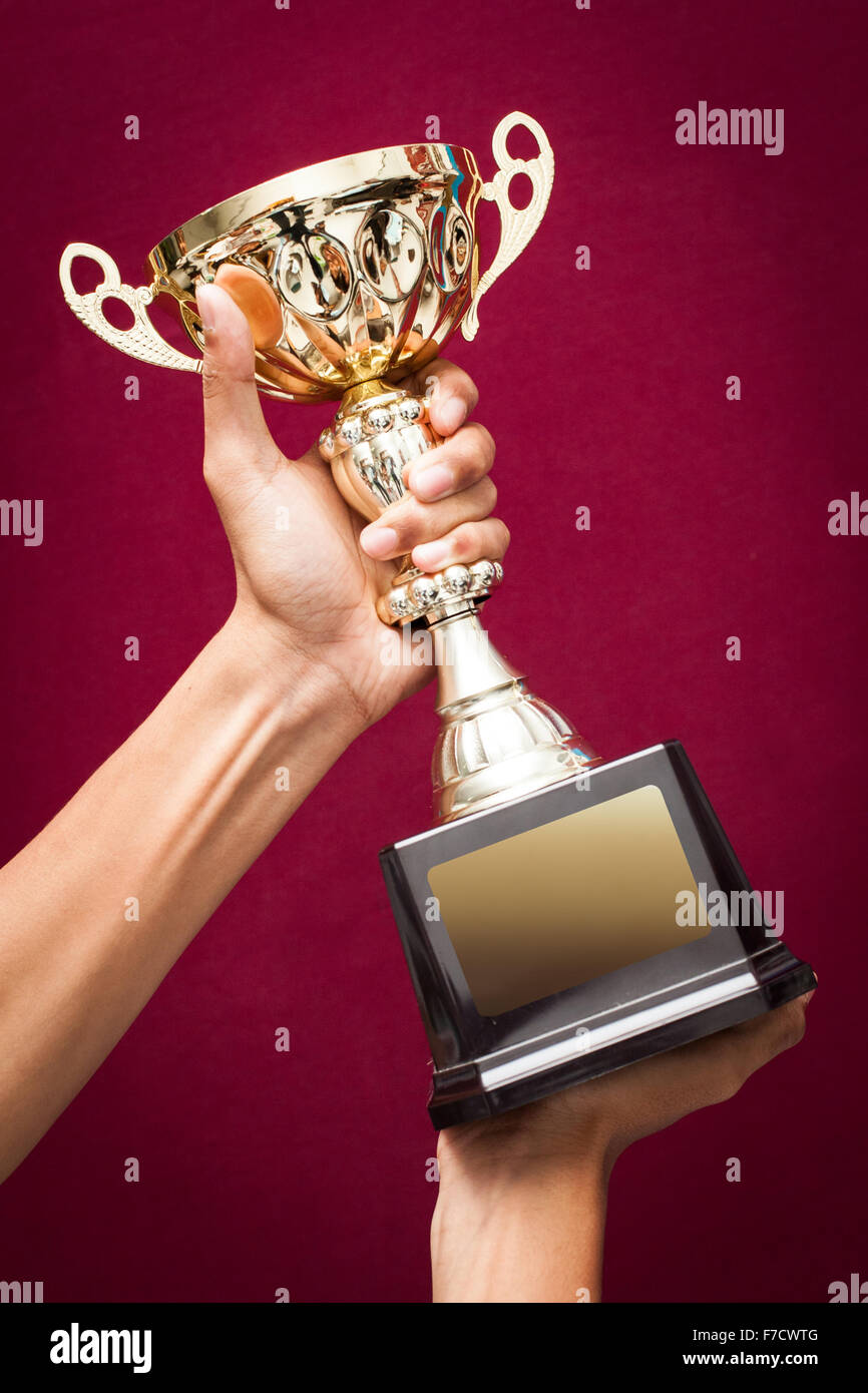Hand holding trophy hi-res stock photography and images - Alamy