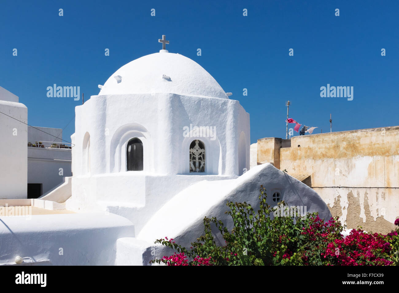 traditional Greek architecture of an dome of an orthodox church with ...