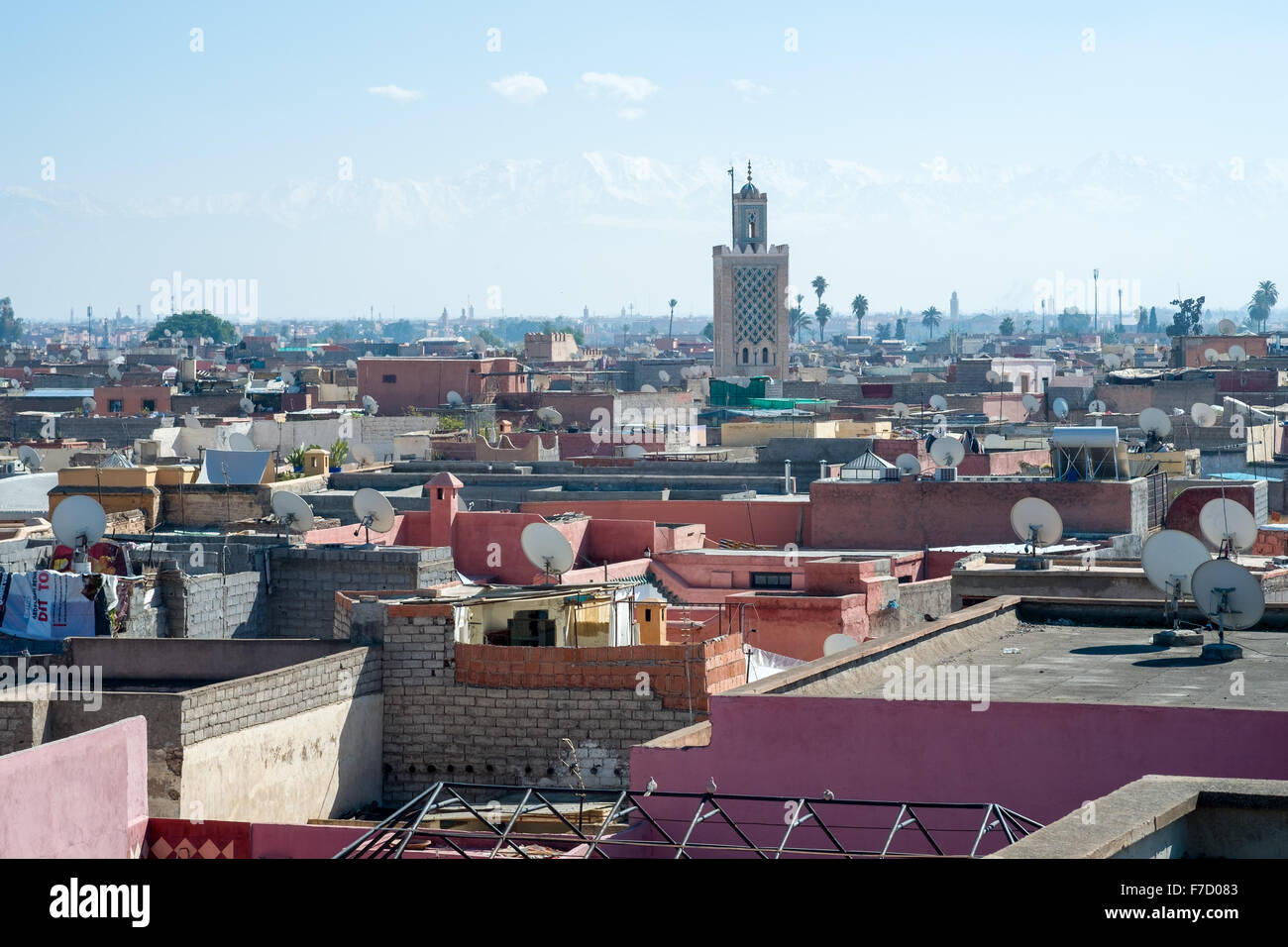 View across rooftops, in Marrakech, Morocco Stock Photo - Alamy