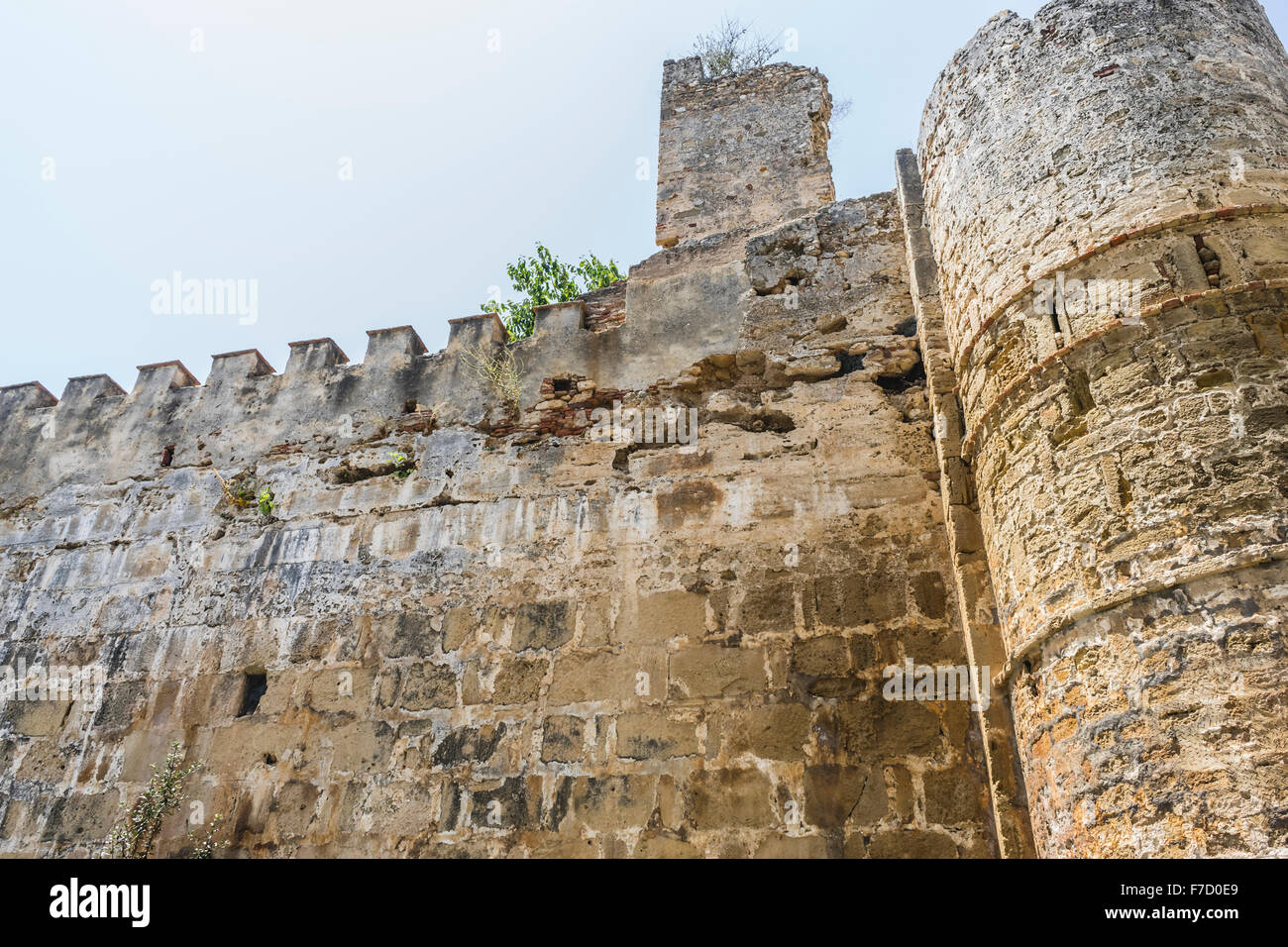 wall and tower of medieval castle in Marbella Andalucia Spain Stock ...