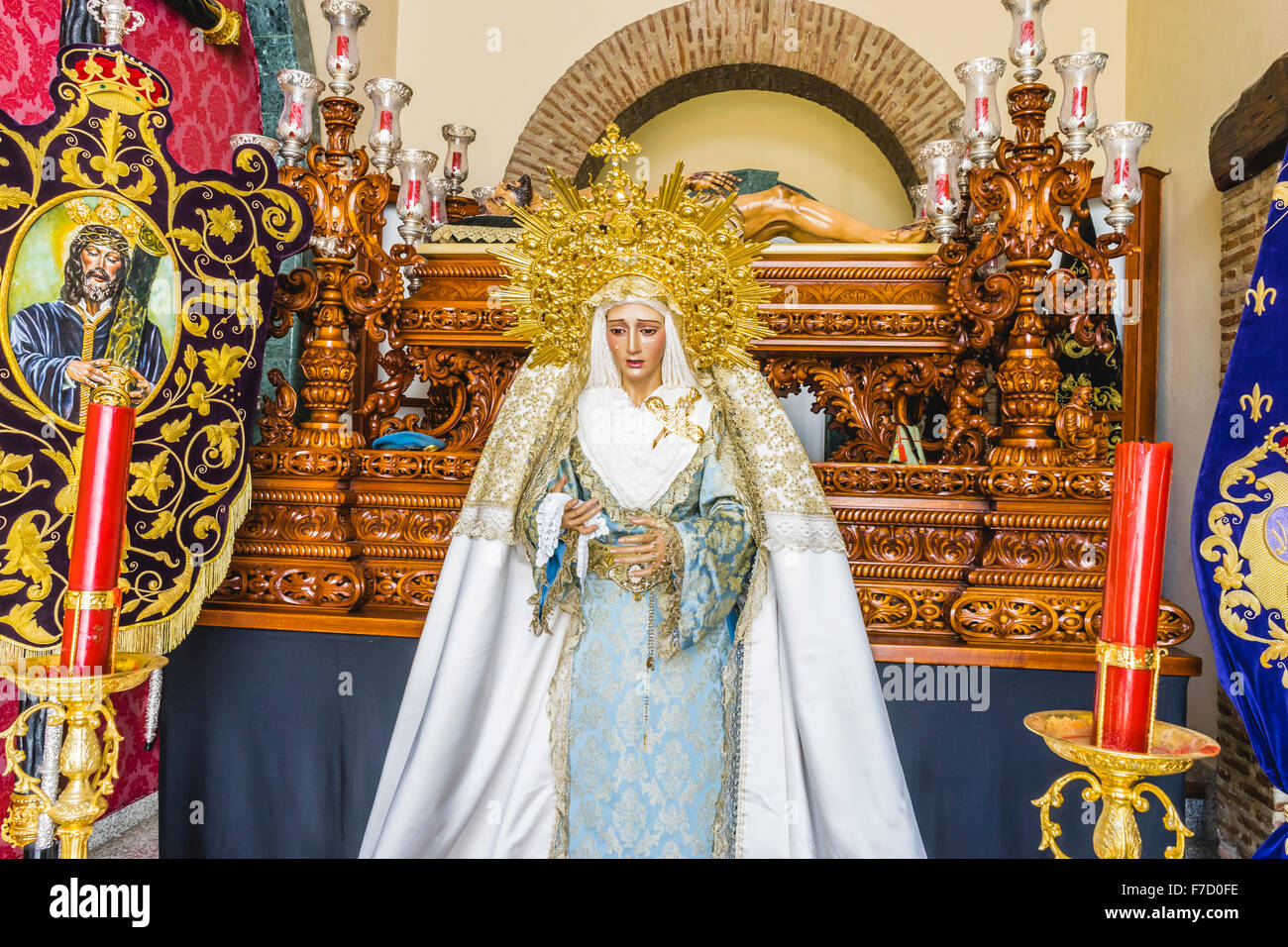 image of the Virgin Mary inside a church Marbella, Andalucia Spain ...
