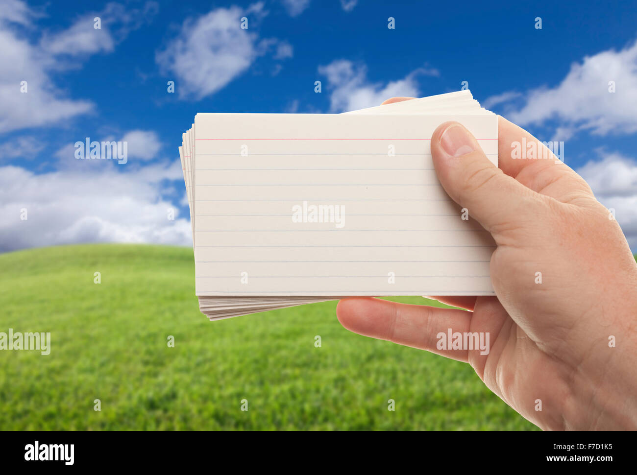 Male Hand Holding Stack of Flash Cards Isolated on a White Background ...