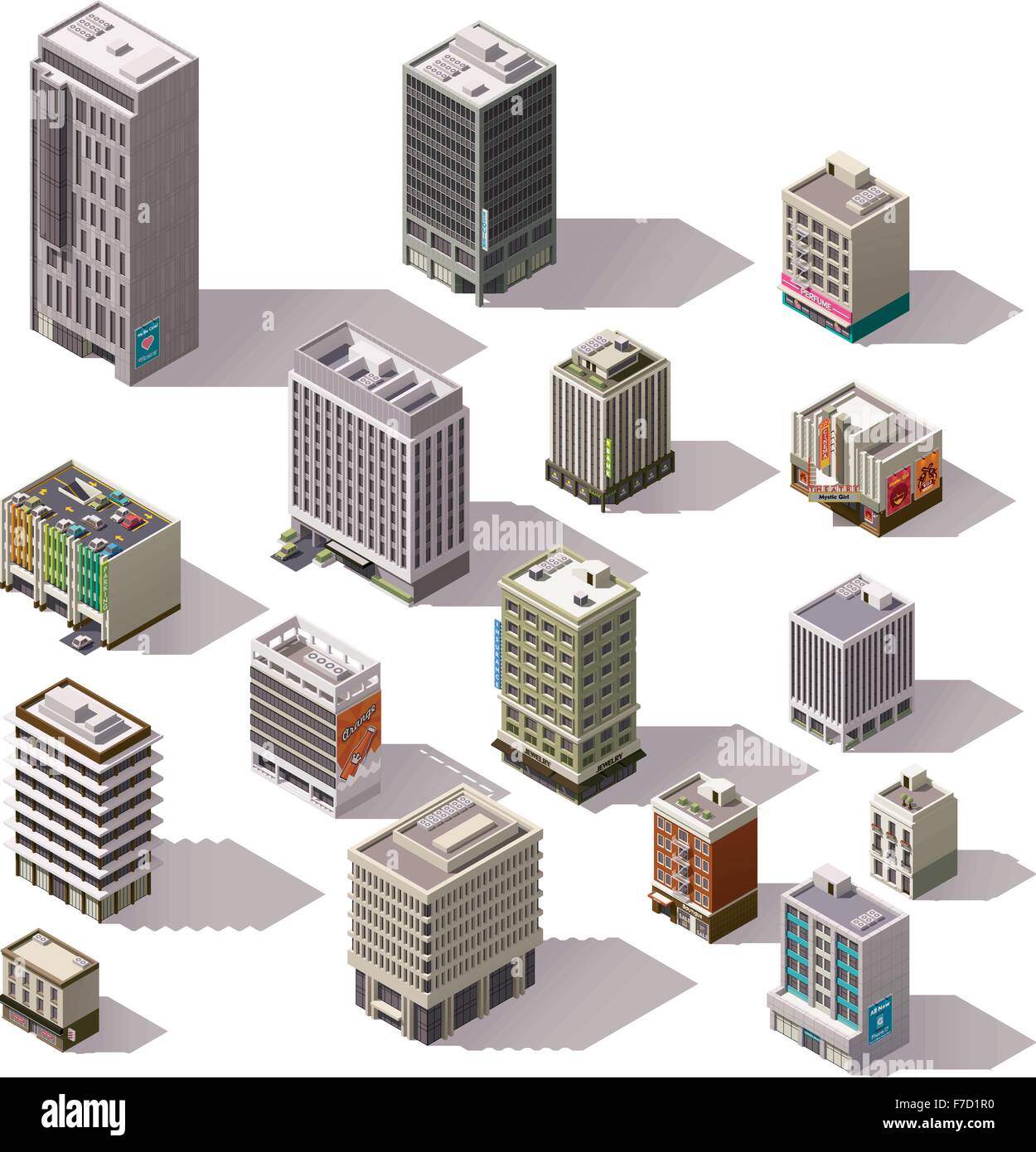 Vector isometric buildings set Stock Vector Image & Art - Alamy