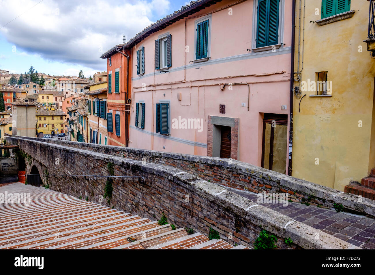 Perugia umbria italy, the steps leading down from Via dell’Acquedotto ...