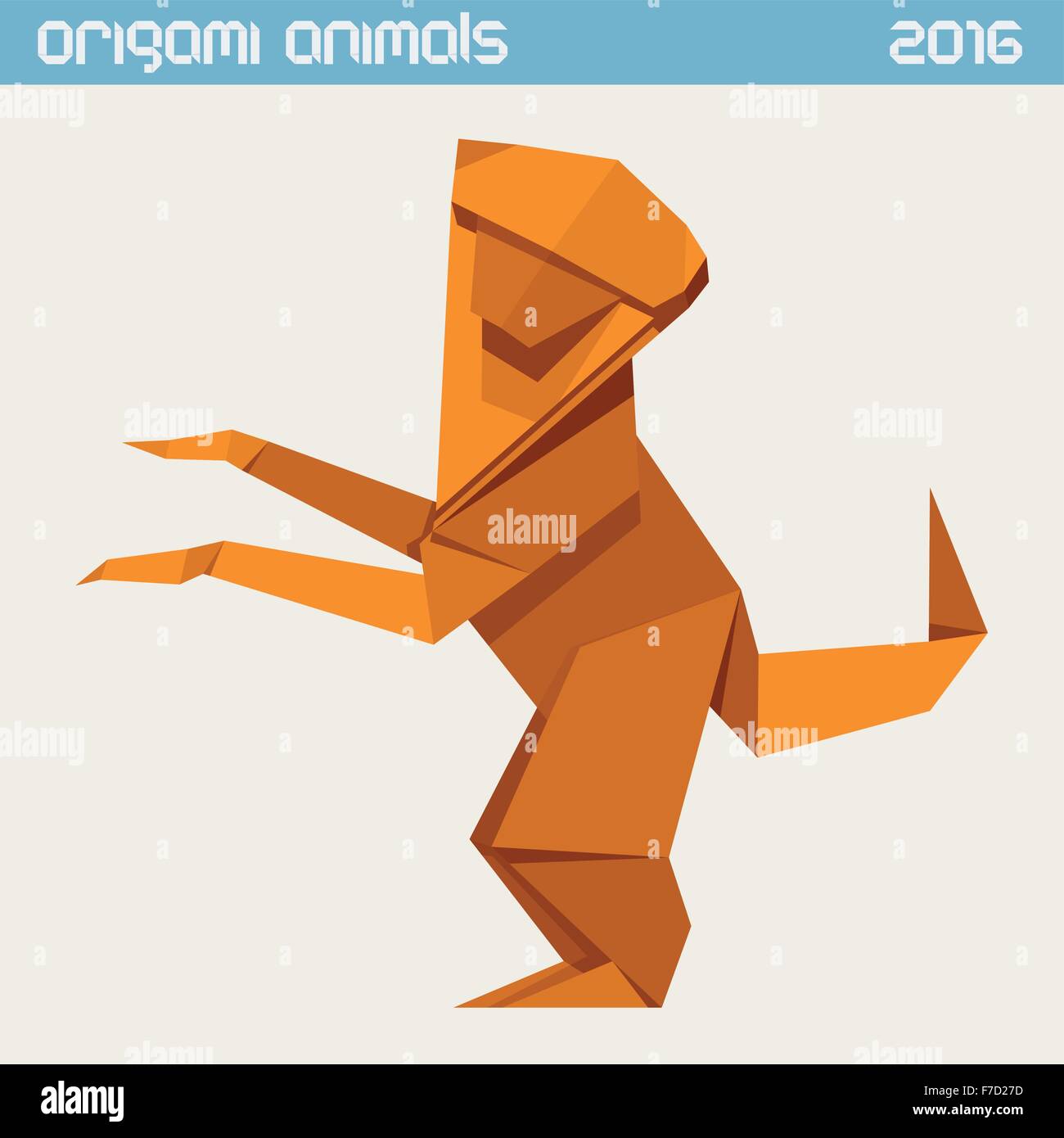 Origami monkey. Vector simple flat illustration. New Year 2016 Stock ...