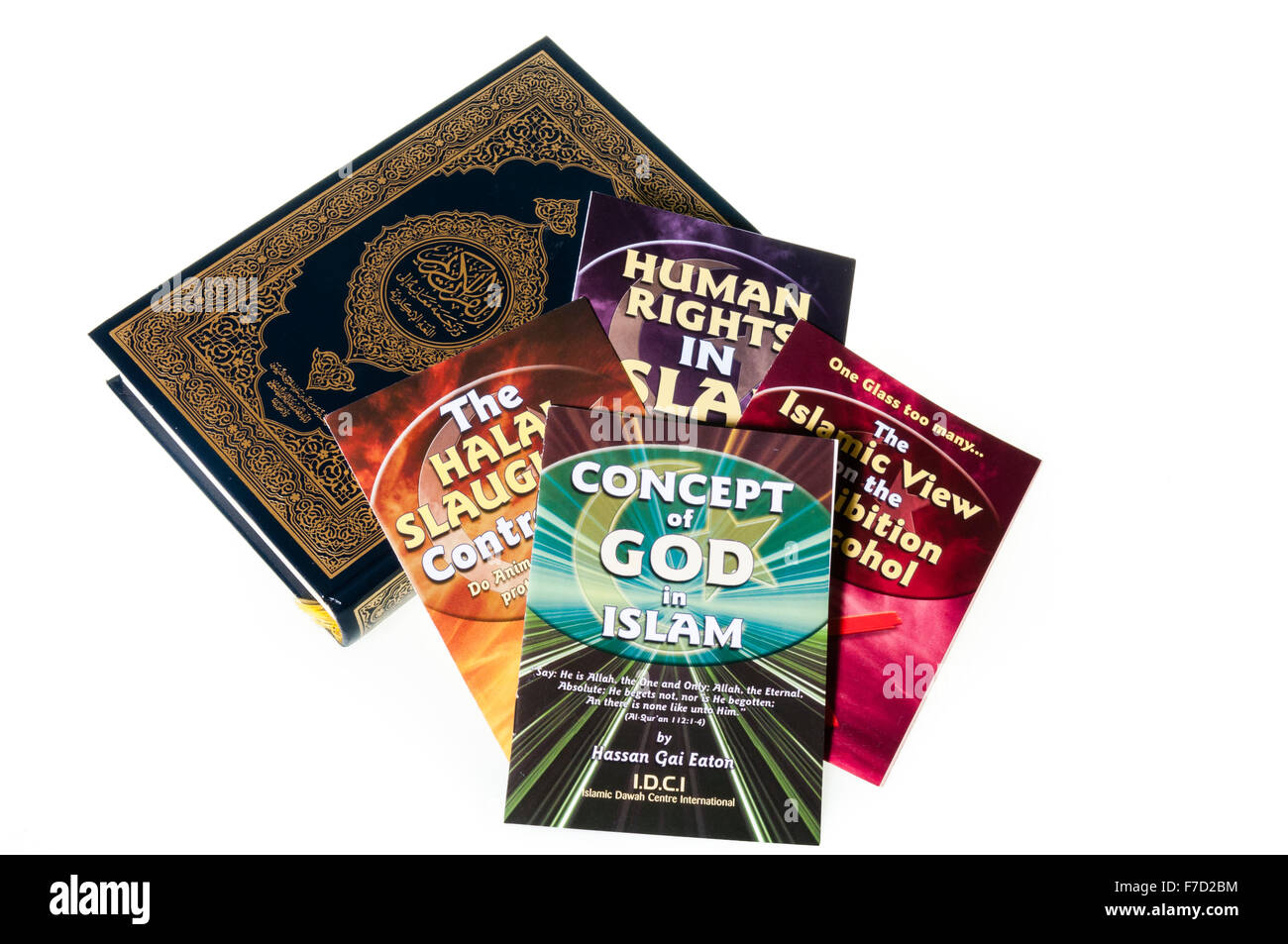 Quran Koran with Islamic leaflets to educate people about Islam Stock ...