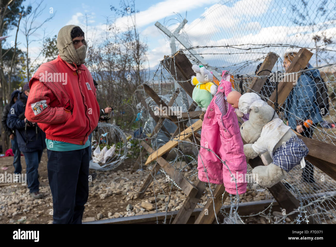 Idomeni, Greece, November 29, 2015: Hundreds of immigrants are in a ...