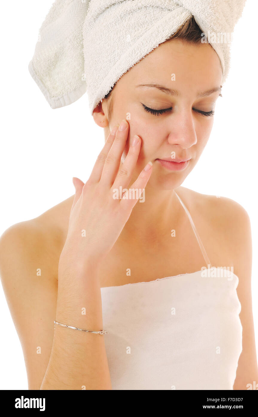 young happy and healthy woman isolated on white Stock Photo - Alamy