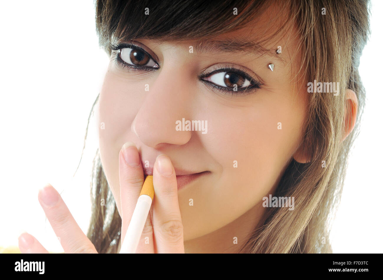 woman isolated on white stop smoking cigarette Stock Photo - Alamy