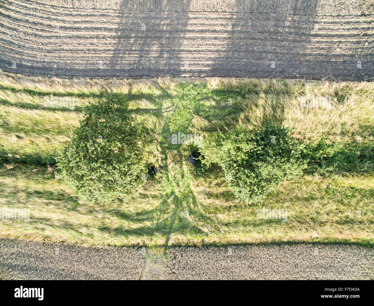 Drone photo looking down on linear landscape Stock Photo - Alamy