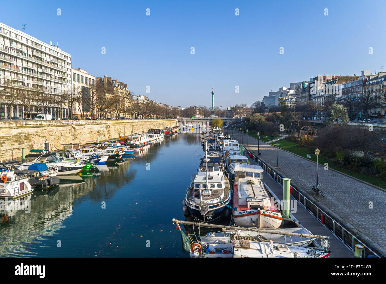View over small river port in Paris, France Stock Photo - Alamy