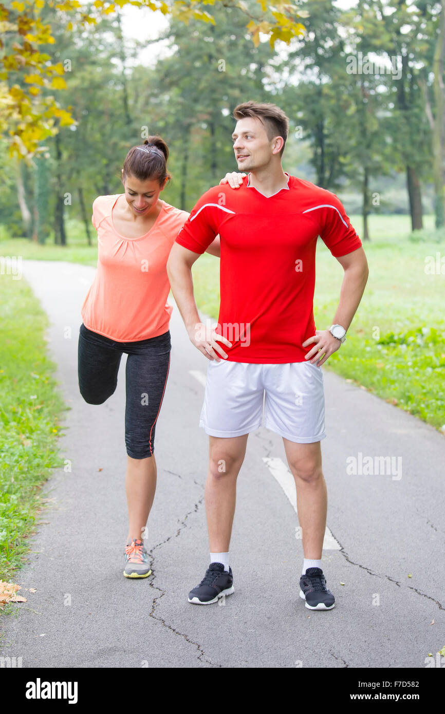 Young people training outdoor Stock Photo - Alamy