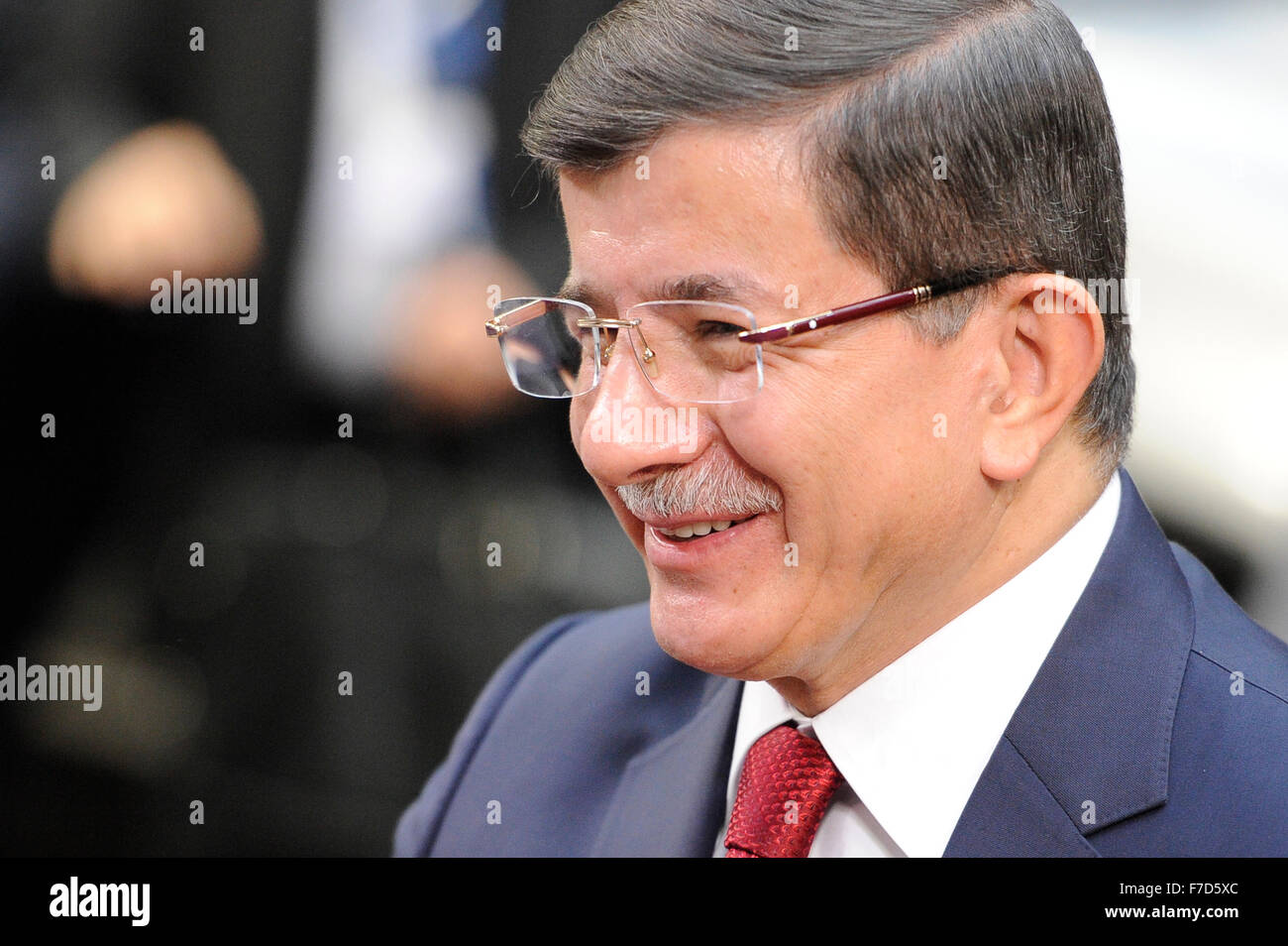 Turkish Prime Minister Ahmet Davutoglu arrives for the start of an EU ...