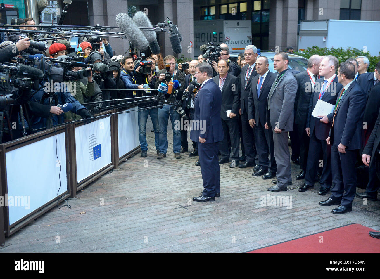 Turkish Prime Minister Ahmet Davutoglu arrives for the start of an EU ...