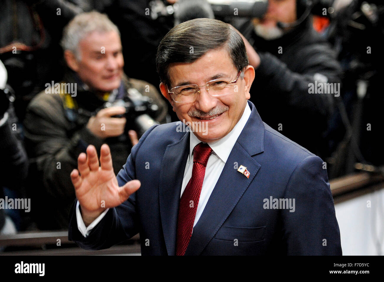 Turkish Prime Minister Ahmet Davutoglu arrives for the start of an EU ...