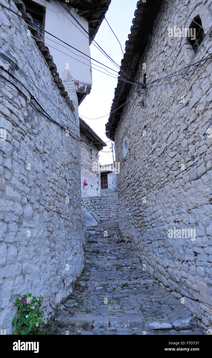 Narrow cobbled streets and passages in the world heritage site of ...