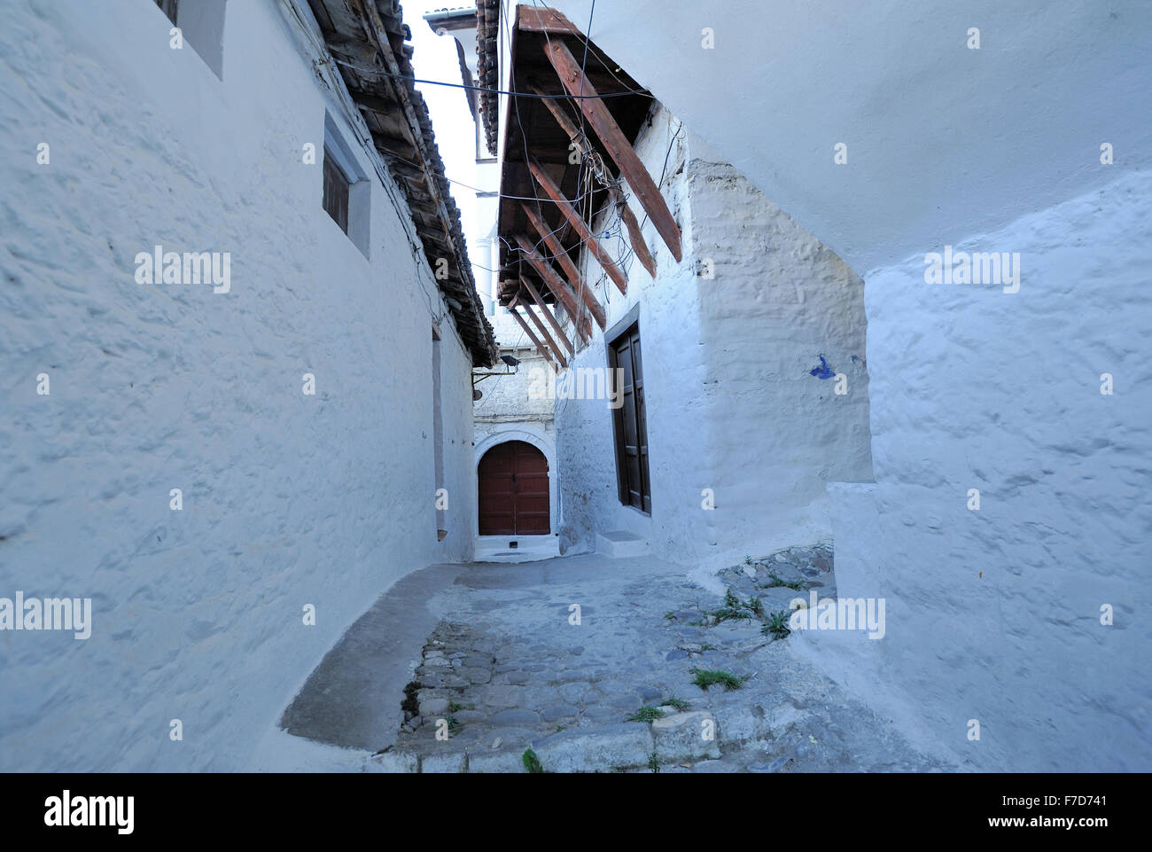 Narrow cobbled streets and passages in the world heritage site of ...