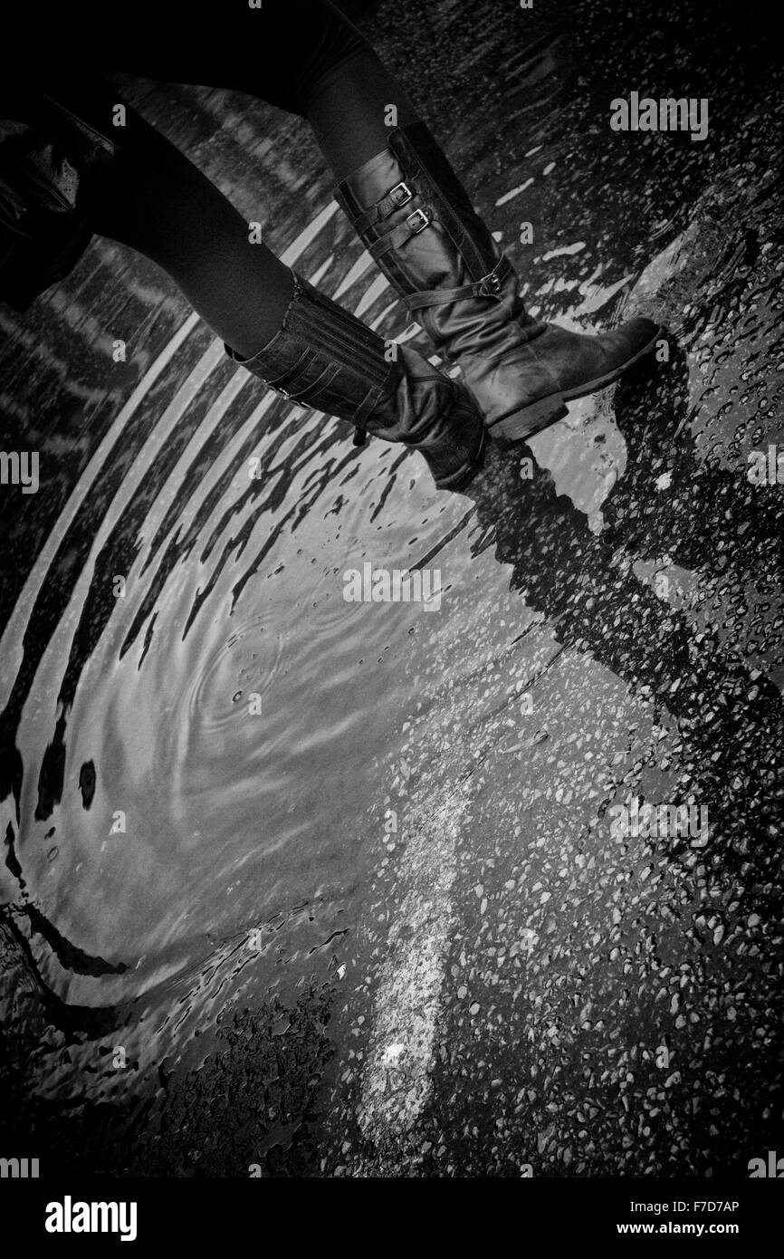 Puddles of water Black and White Stock Photos & Images - Alamy