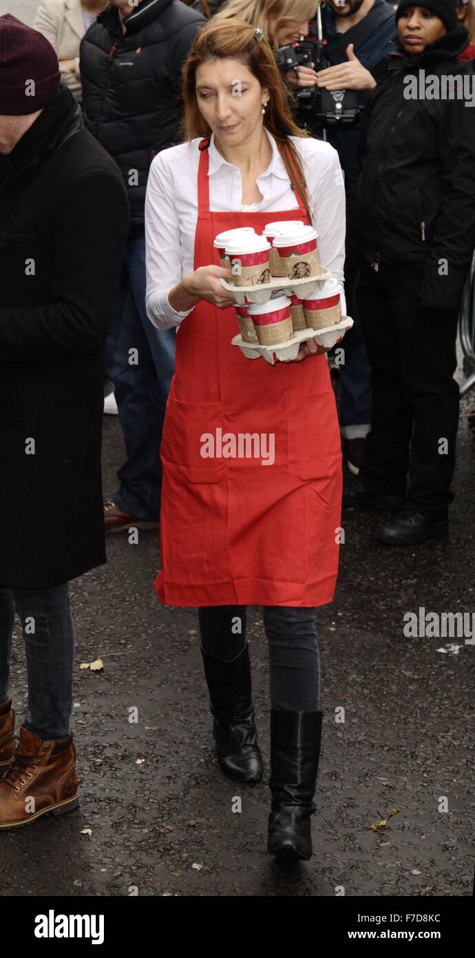 Band Aid 30 recording at Sarm Studios, West London. Starbucks being ...