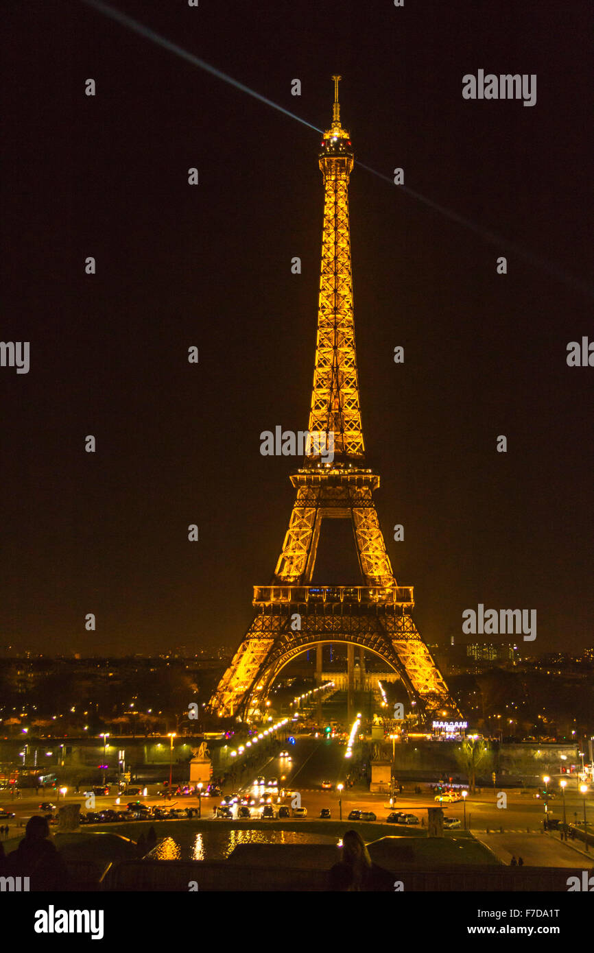 The Eiffel Tower at night, illuminated Stock Photo - Alamy