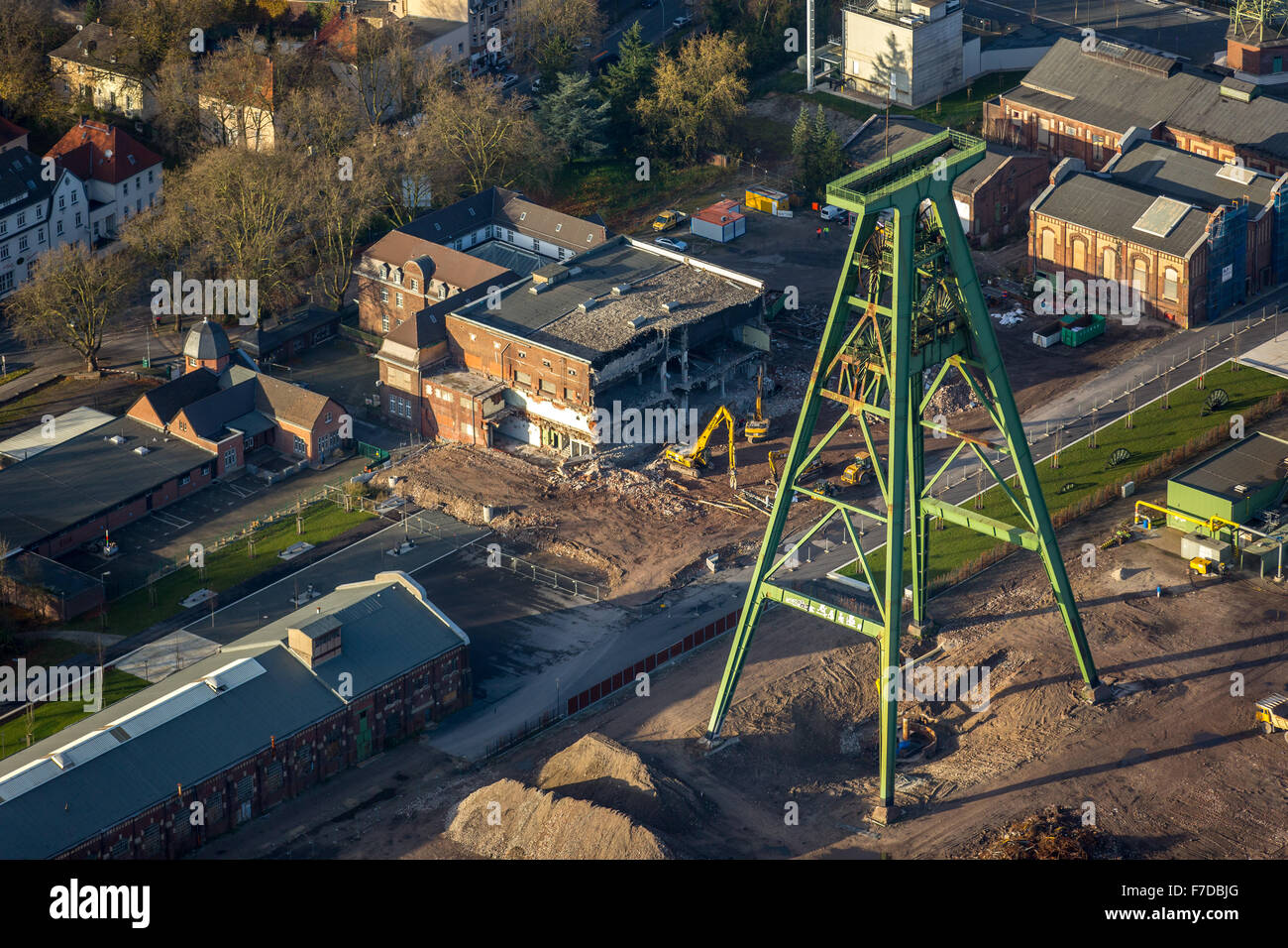 Creativ Quartier, demolition work alongside mine tower Lohberg,Mountain ...