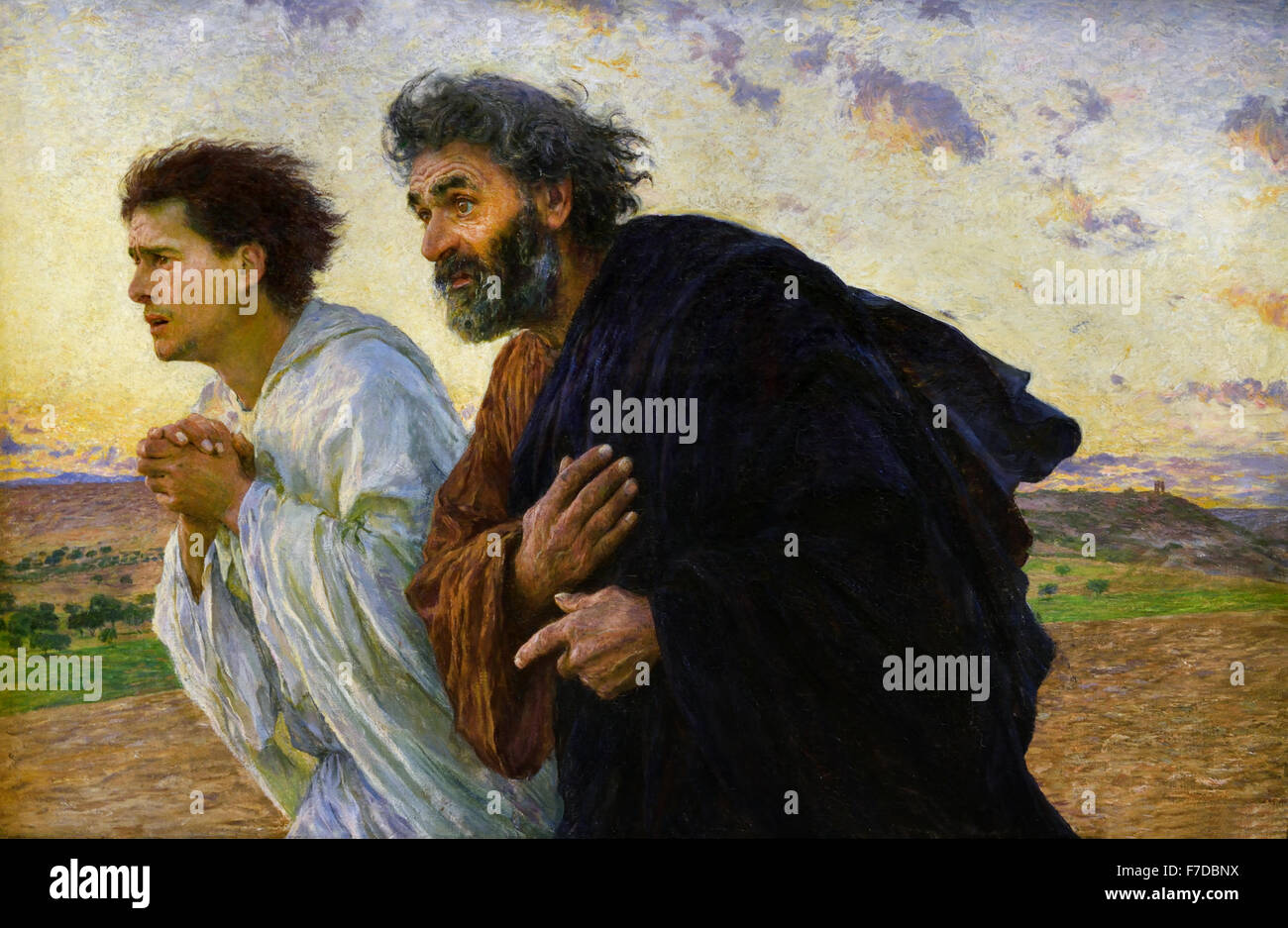 Les disciples Pierre et Jean courant au sépulcre le matin de la ...