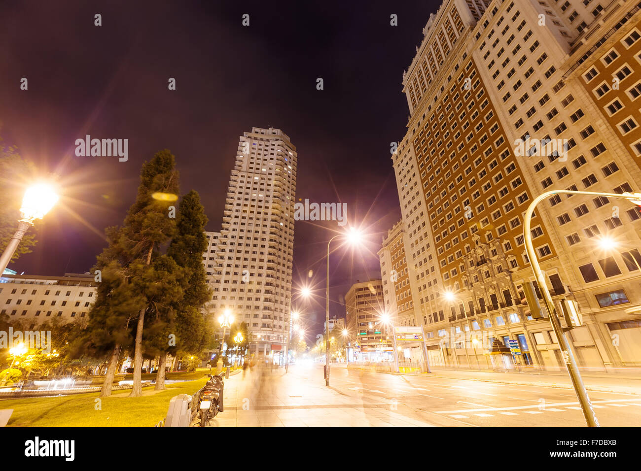 Spain Square at Madrid in night. Spain Stock Photo - Alamy