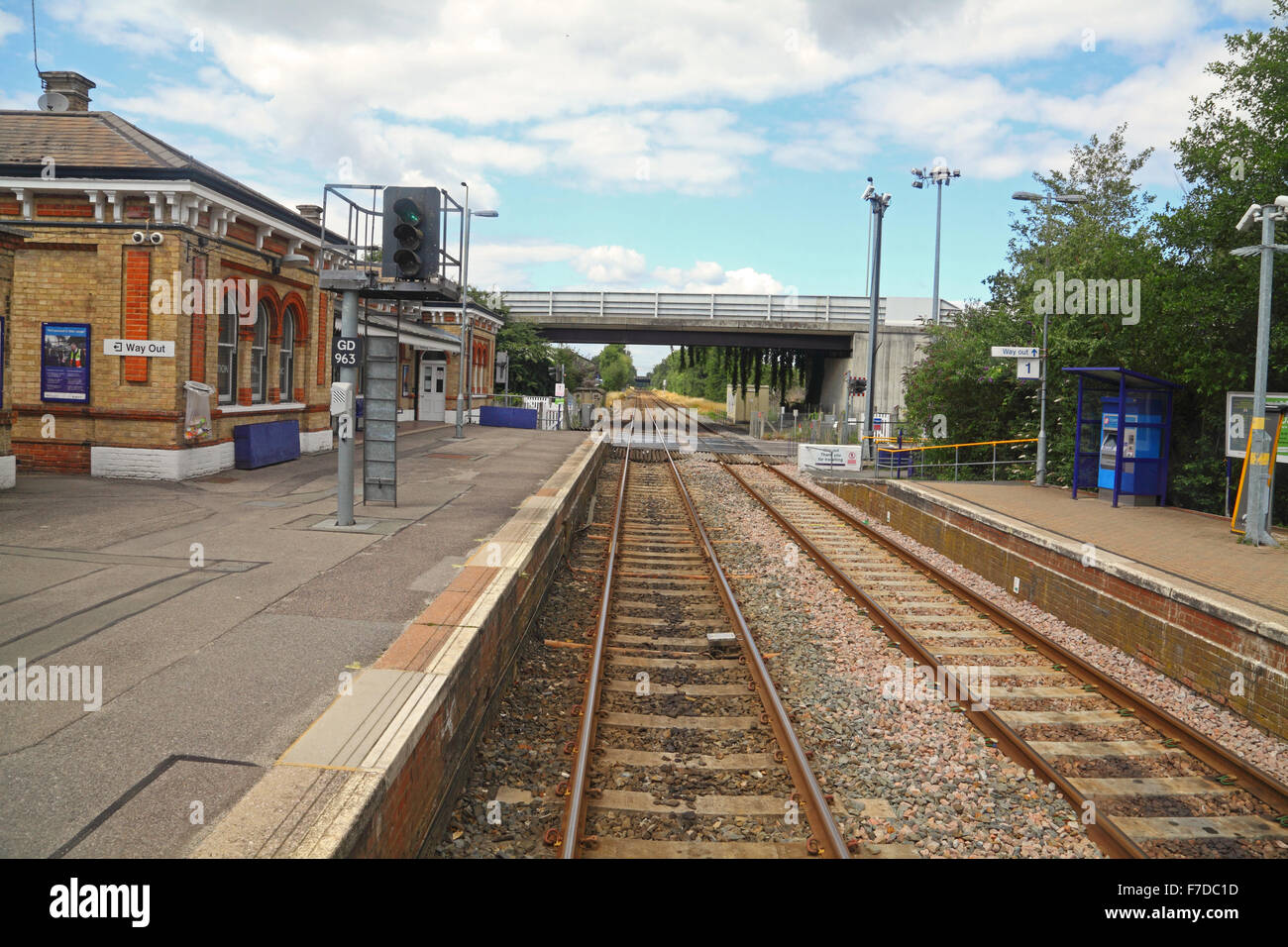 A drivers view of the closed level crossing on the North Downs line ...
