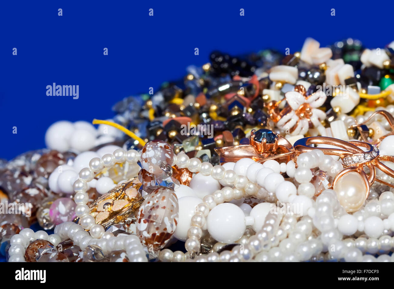 Close up of many differently jewellery background Stock Photo - Alamy