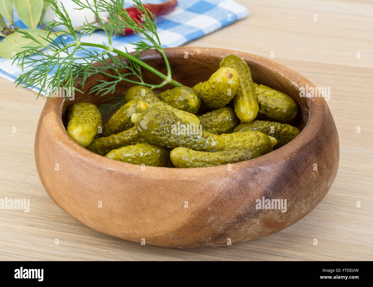 Pickled small cucumber with dill and spices Stock Photo - Alamy