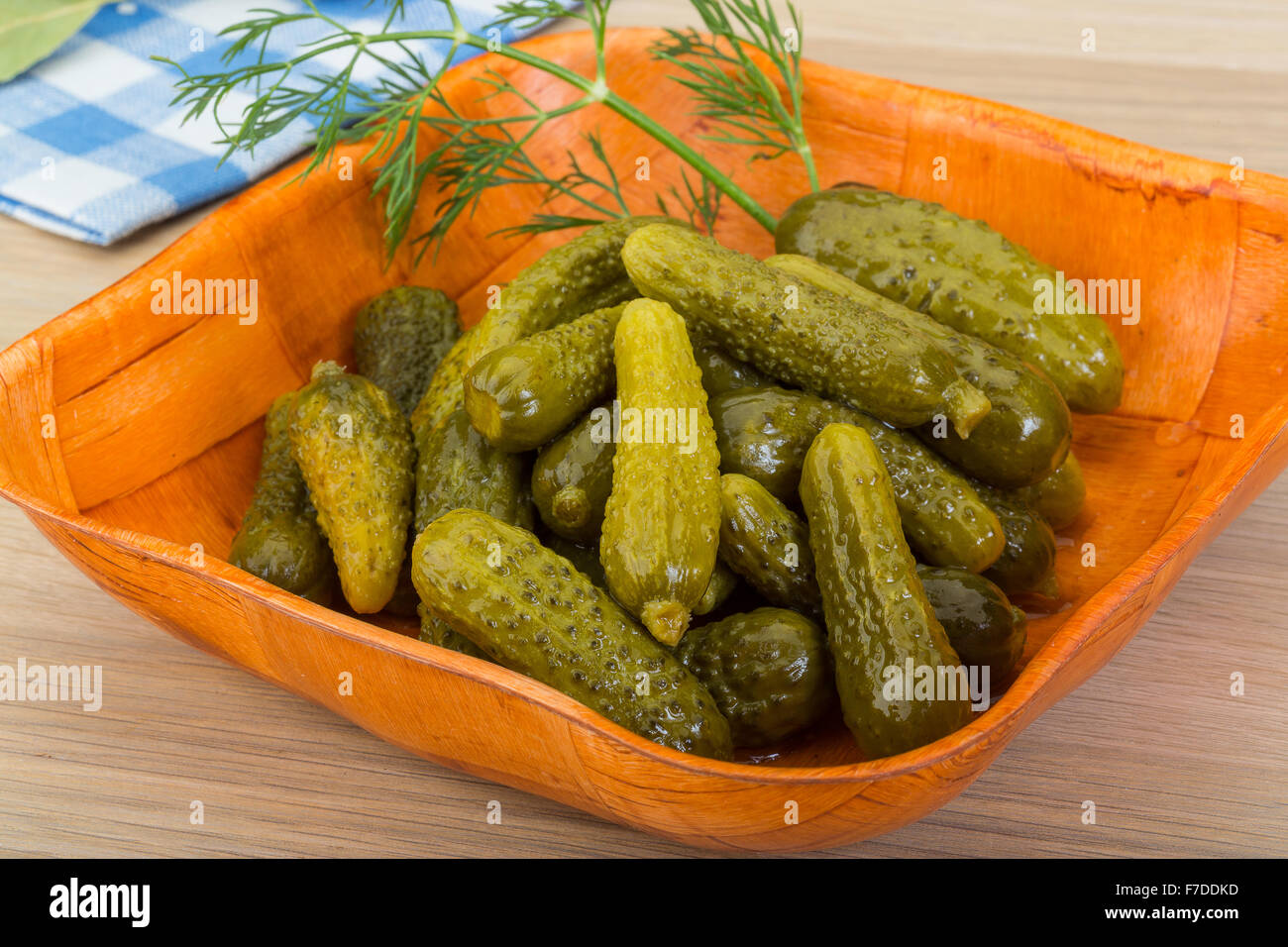 Pickled small cucumber with dill and spices Stock Photo - Alamy