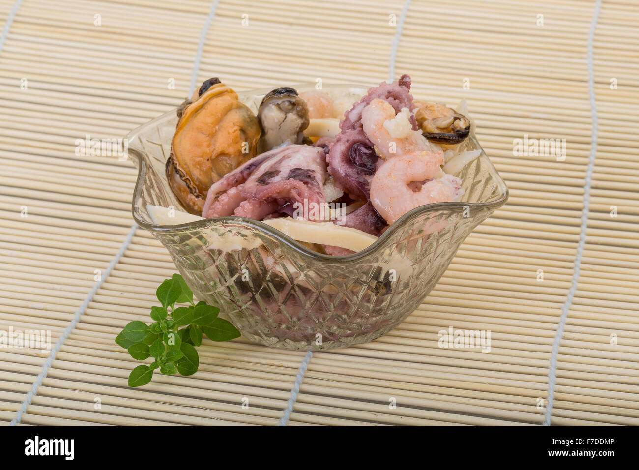 Seafood cocktail with octopus, shrimp, calamari and mussel Stock Photo ...