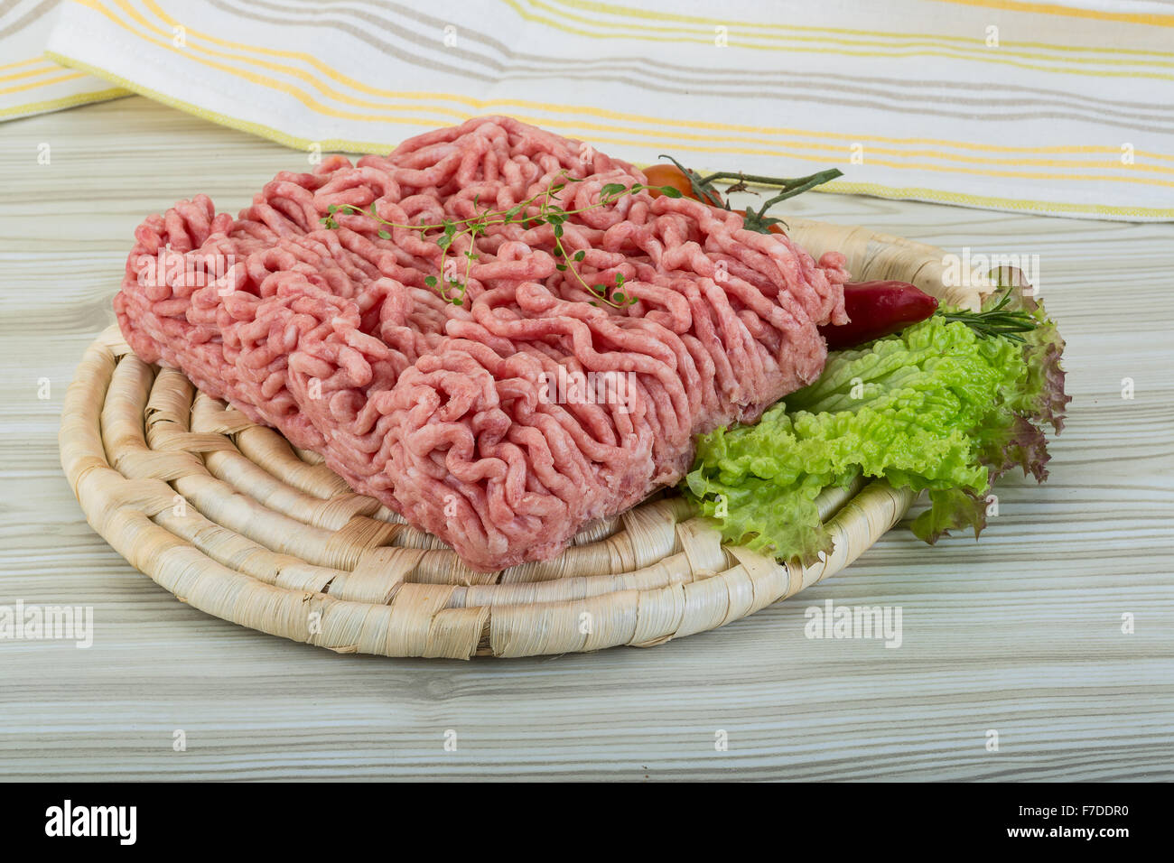 Minced meat - ready for cooking with herbs Stock Photo - Alamy