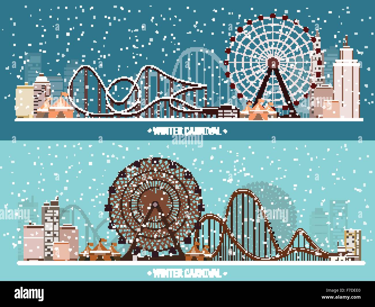Vector illustration. Ferris wheel. Winter carnival. Christmas, new year ...