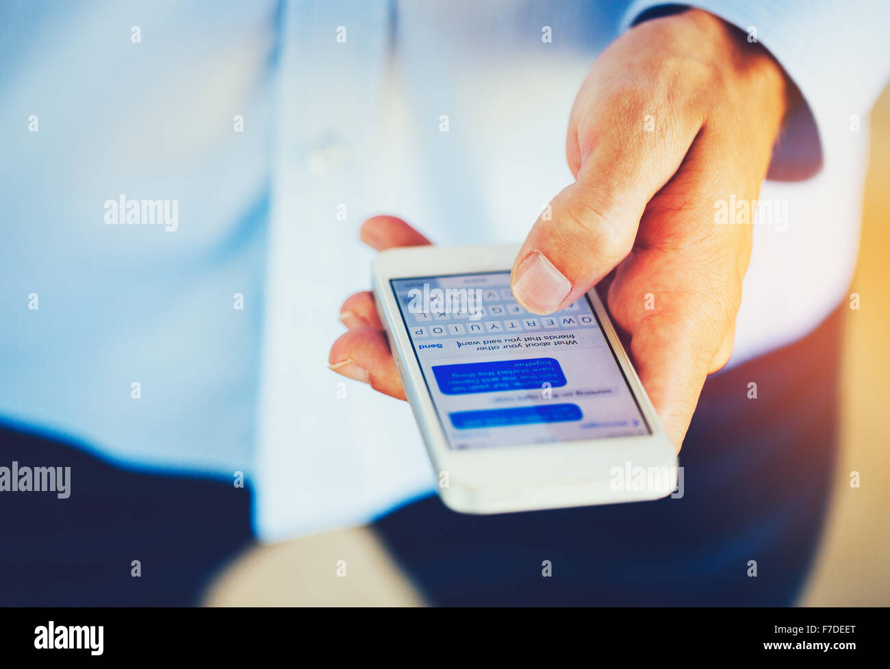 Close up of Young Man Using Mobile Smart Phone Stock Photo - Alamy
