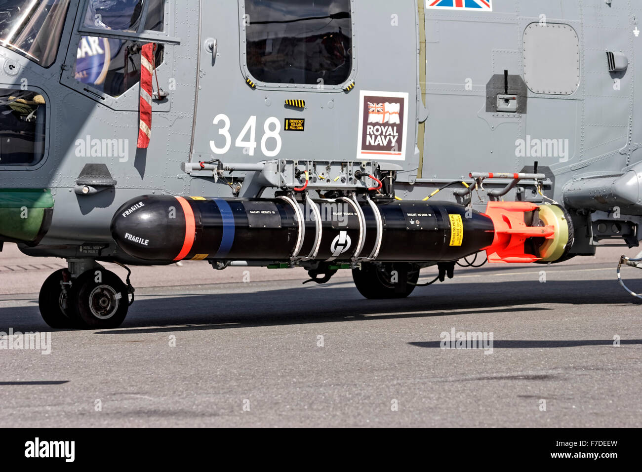A Sting Ray Anti-Submarine Warfare Torpedo mounted to an 815 Naval Air ...