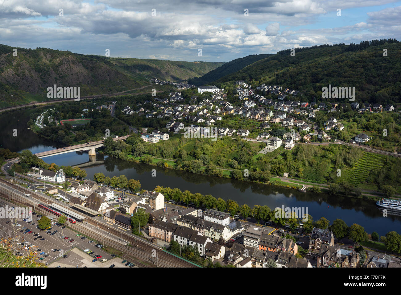 View over Cochem town from the Cochem Reichsburg (Imperial castle ...