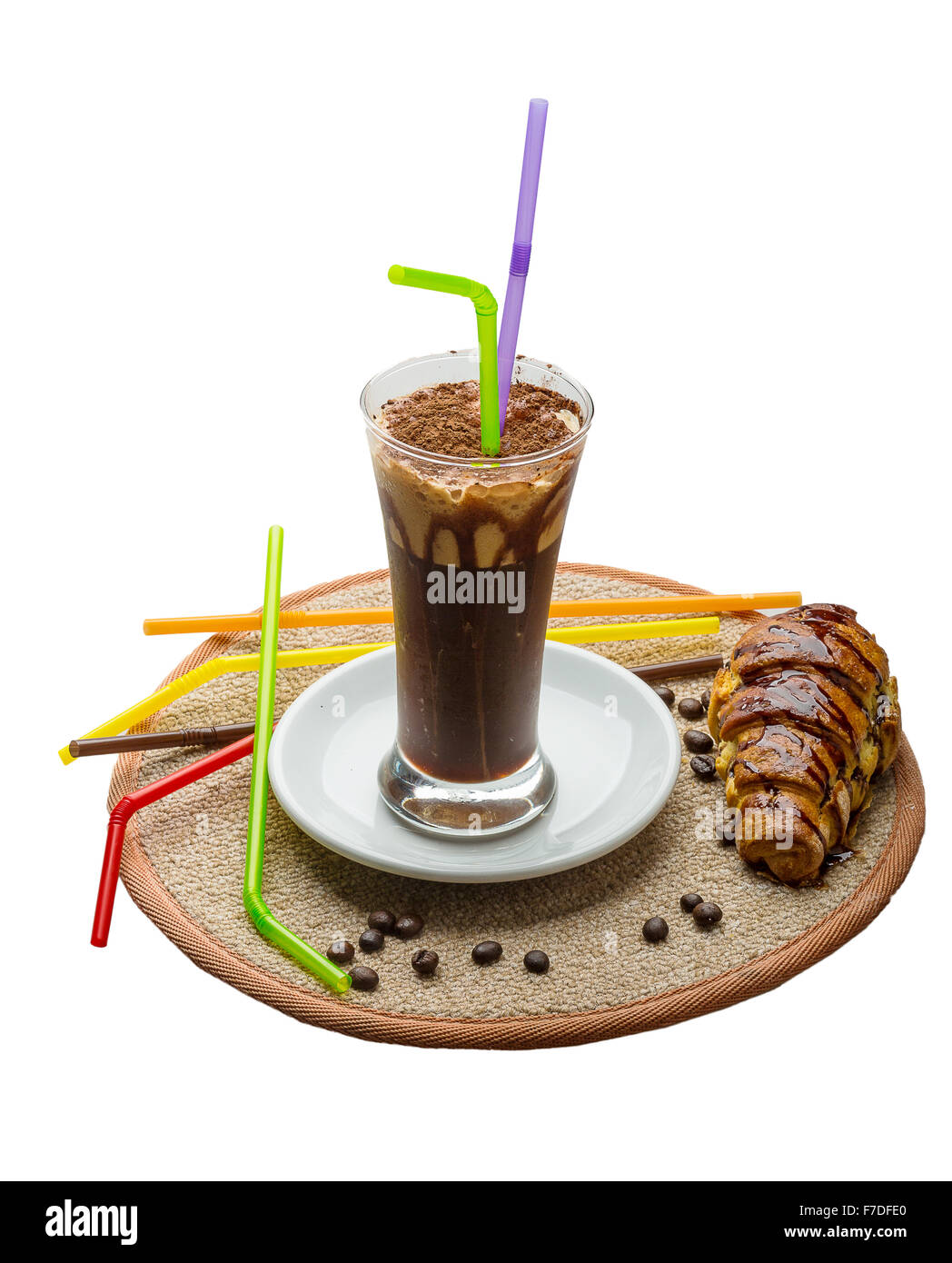 Mocha coffee with chocolate and powder Stock Photo - Alamy