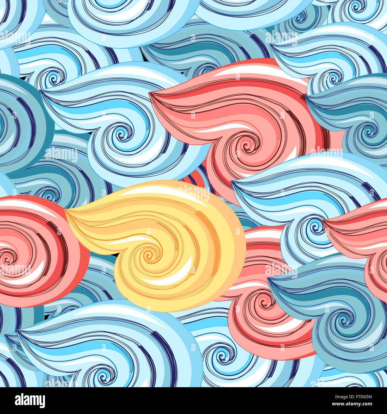 Bright seamless pattern with beautiful graphics waves Stock Vector ...