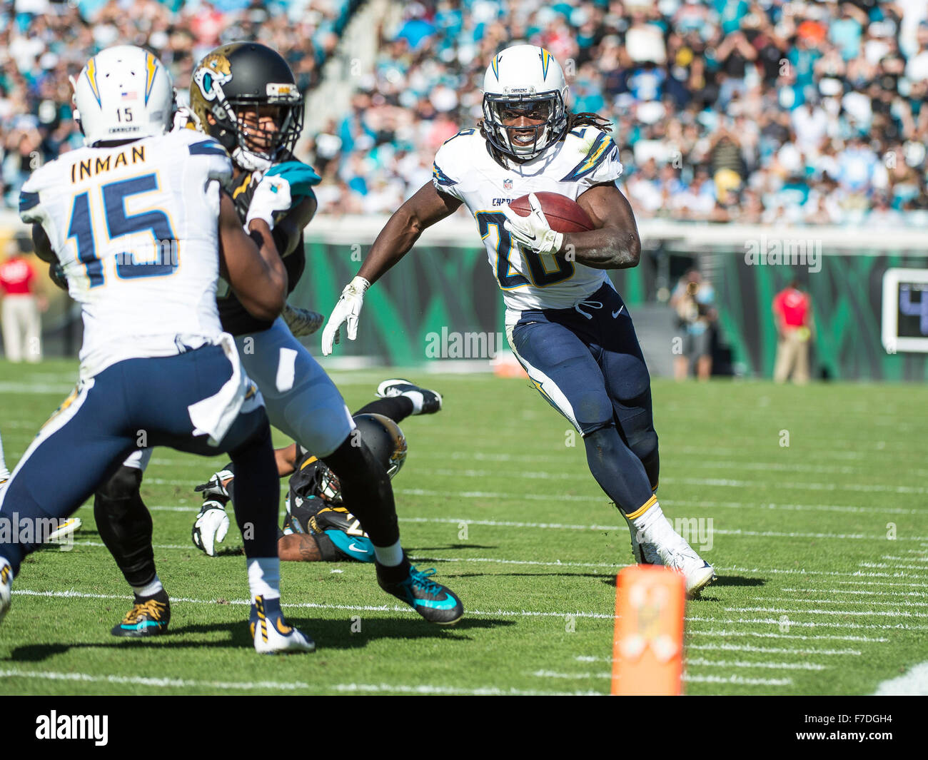 Jacksonville, FL, USA. 29th Nov, 2015. San Diego Chargers running back ...