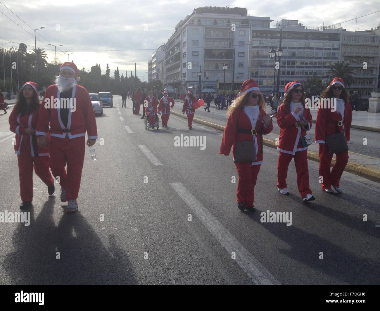 Athens, Greece. 29th Nov, 2015. Santas from all over the world gathered ...