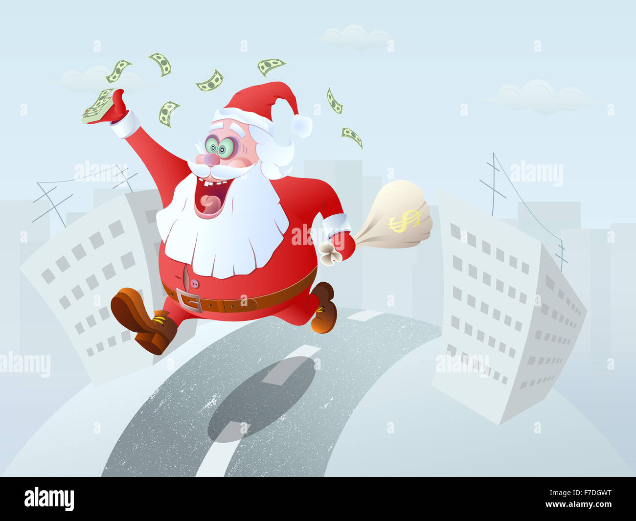 Cartoon running santa hi-res stock photography and images - Alamy