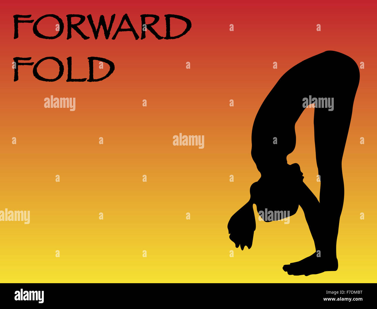 A yoga woman performing forward fold pose on a colourful background ...