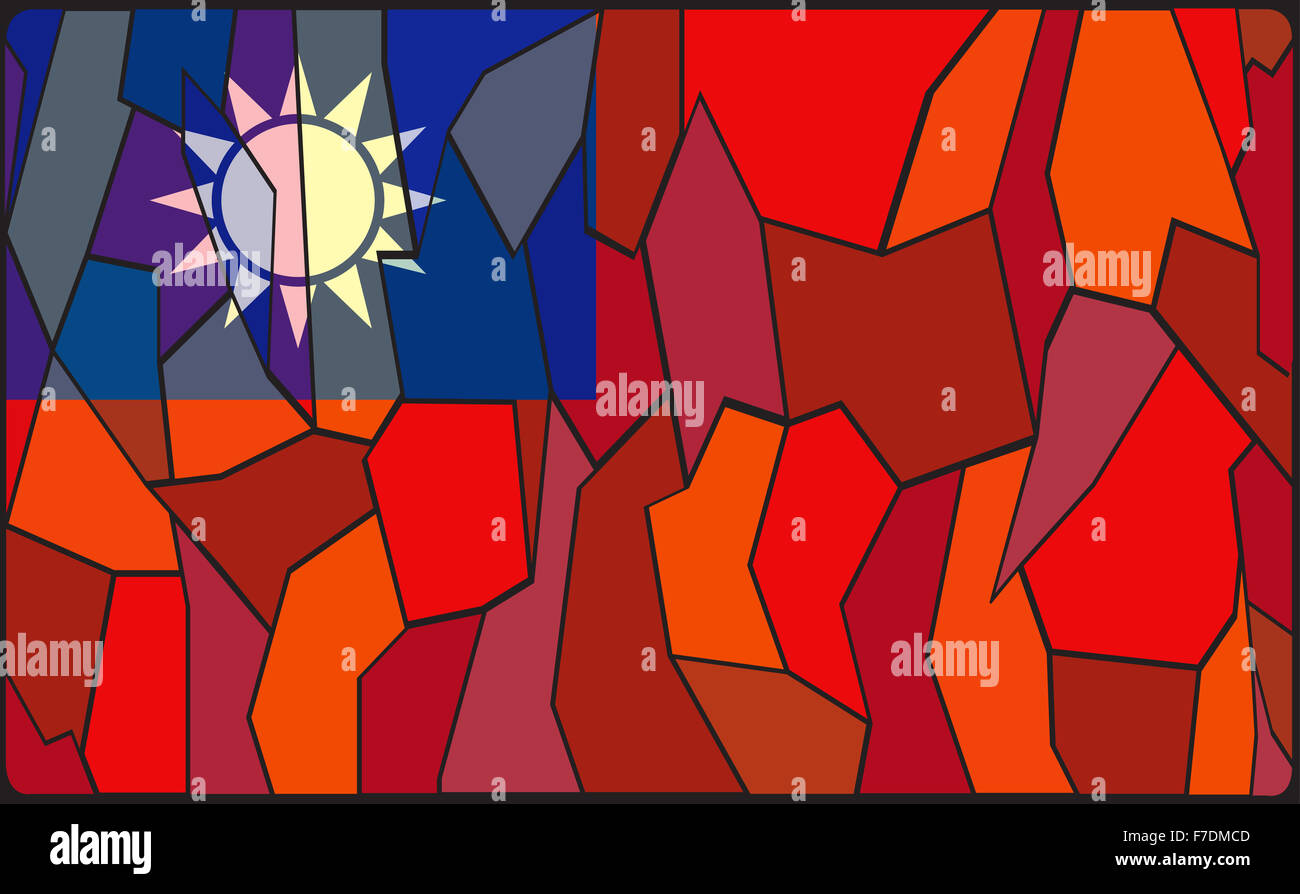 A Taiwan flag design stained glass window Stock Photo - Alamy