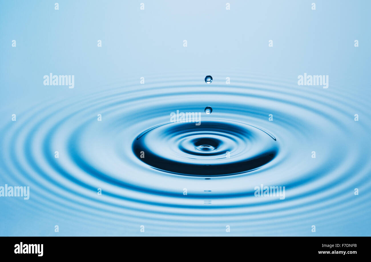 Perfect Water Drop Falling into Pool of Clean Fresh Water, Close up ...