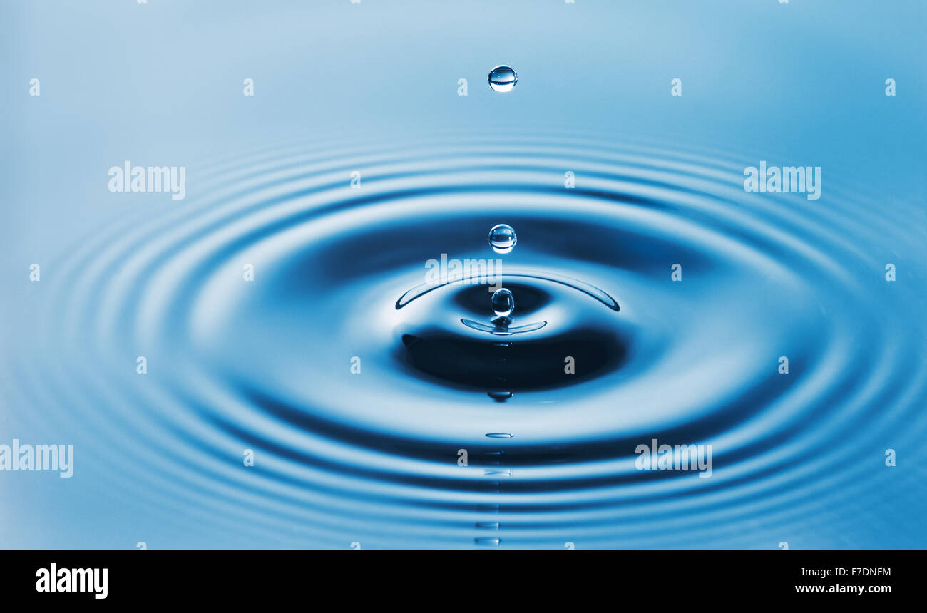 Perfect Water Drop Falling into Pool of Clean Fresh Water, Close up ...