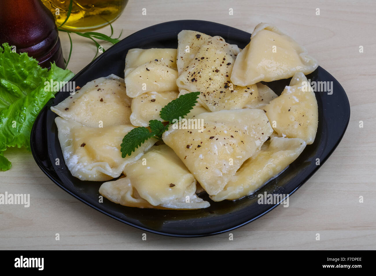 Vareniki - Traditional Ukrainian dumplings with potato or cherry Stock ...