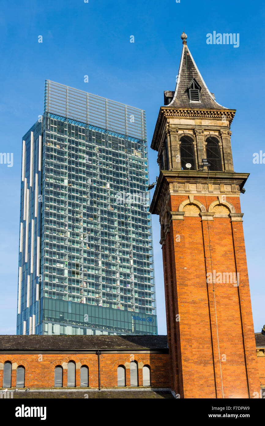 The Beetham Tower and the former Castlefield Congregational Chapel ...