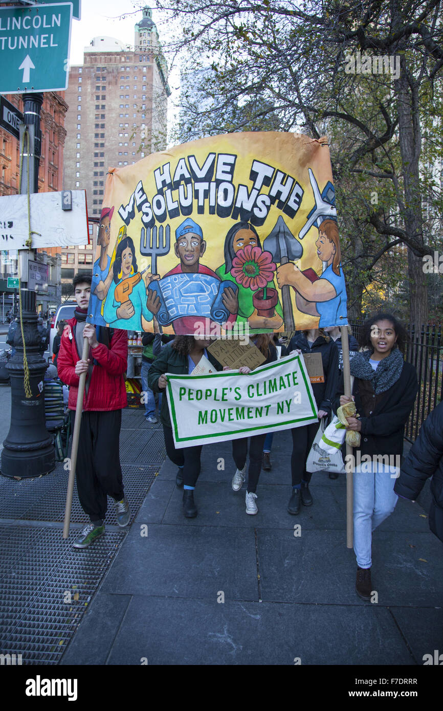 New York, USA. 29th November, 2015. NYC climate activists held a news ...